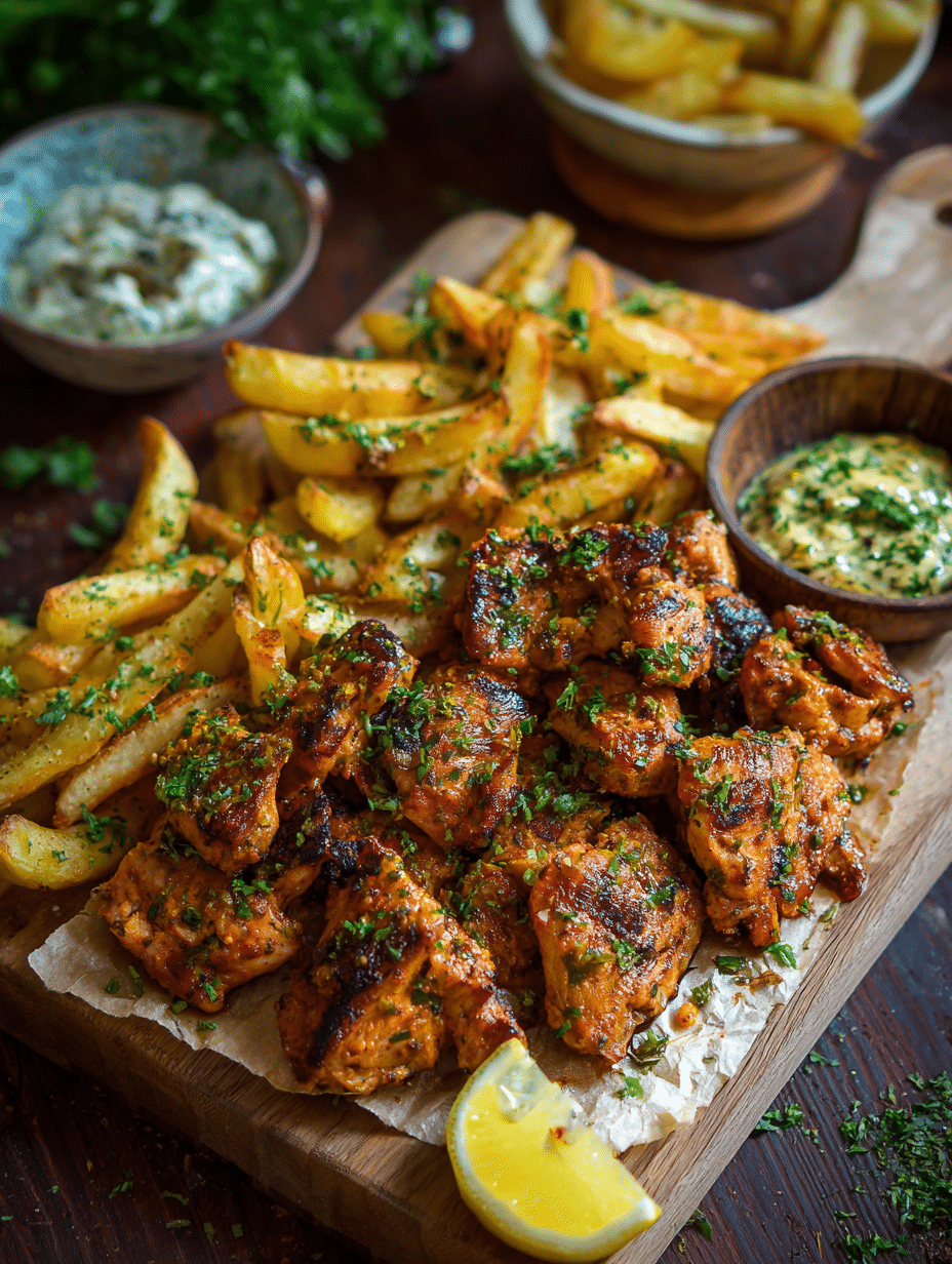 Creamy Peri-Peri Chicken Bites with Garlic Herb Fries | Easy Party Chicken