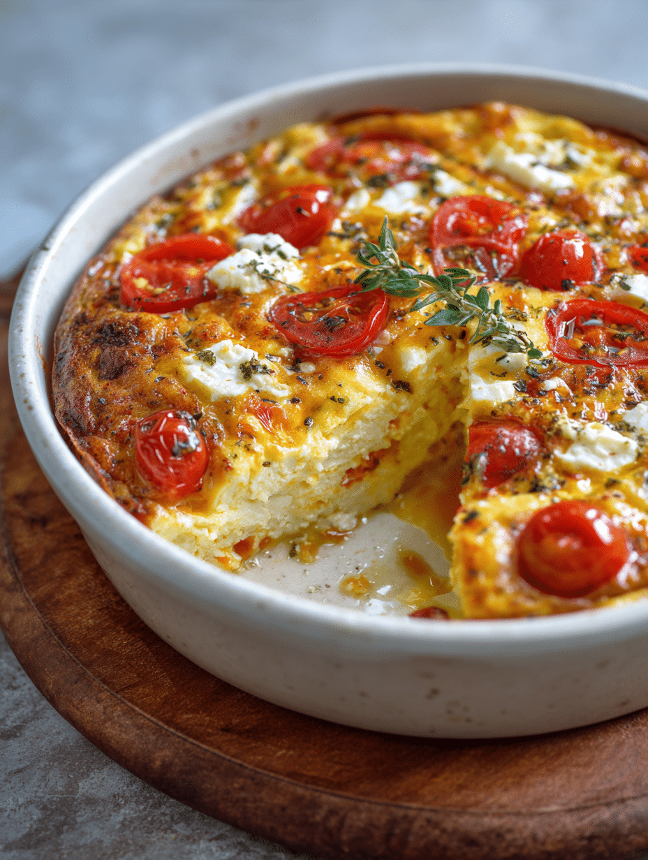 High Protein Tomato & Feta Egg Tortilla Bake