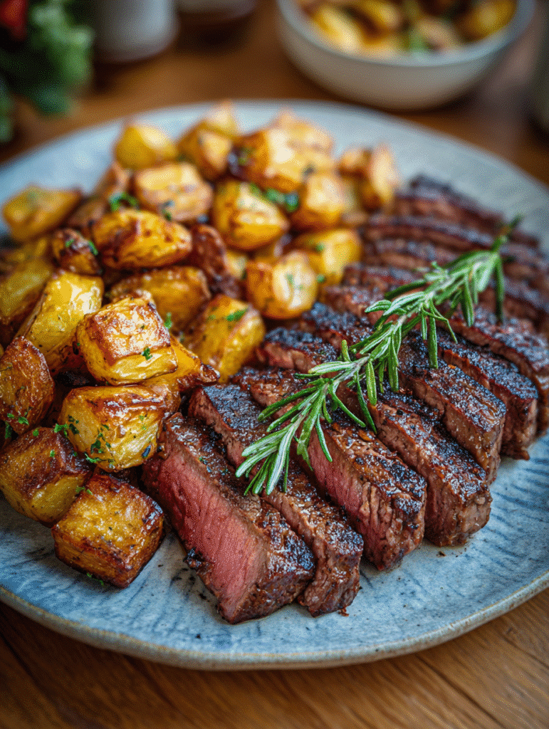 Steak with Crispy Potatoes | A Fancy Steak Dinner at Home