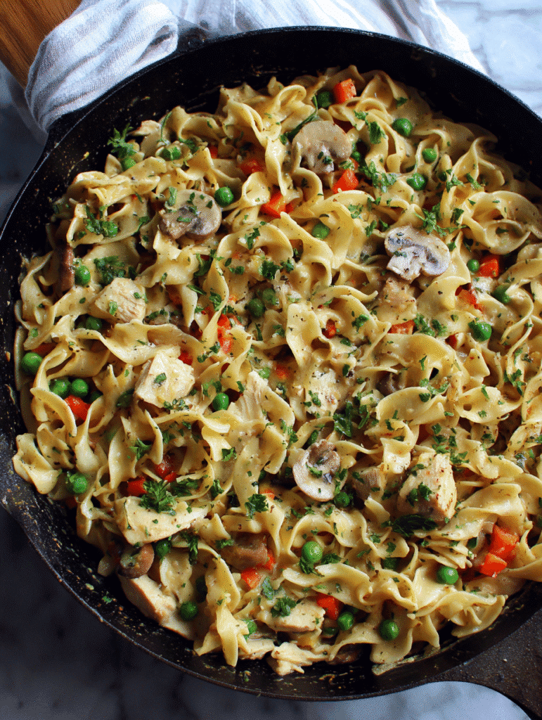 Chicken Pot Pie Noodle Skillet – Easy Comfort Food Recipe