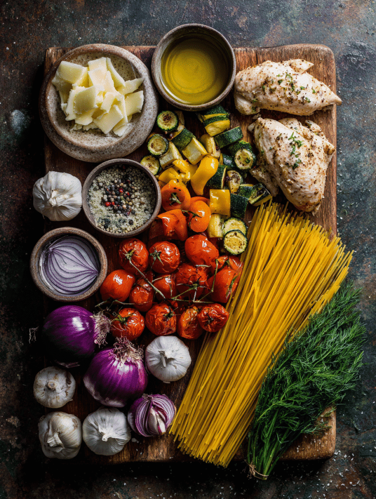 Cheesy Chicken Garlic Butter Roasted‑Veggie Spaghetti | Easy Weeknight ...