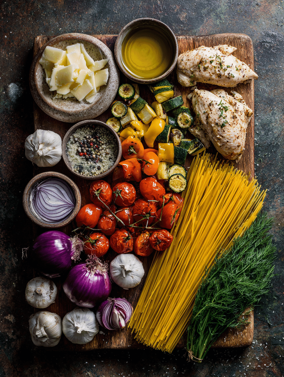 Cheesy Chicken Garlic Butter Roasted‑Veggie Spaghetti | Easy Weeknight ...
